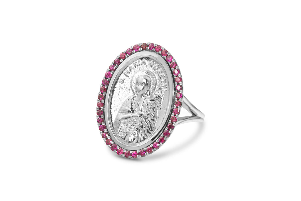 Saint Ring with Colored Stones – Rock Angel